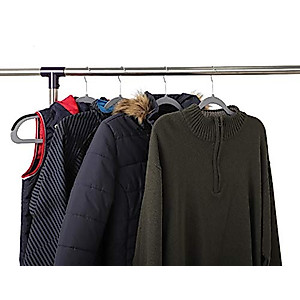 Finnhomy Heavy Duty 50 Pack Plastic Hangers, Durable Clothes Hangers with New Generation Non-Slip Pads,Space Saving Easy Slide Organizer for Bedroom Closet, Great for Shirts, Pants, Gray