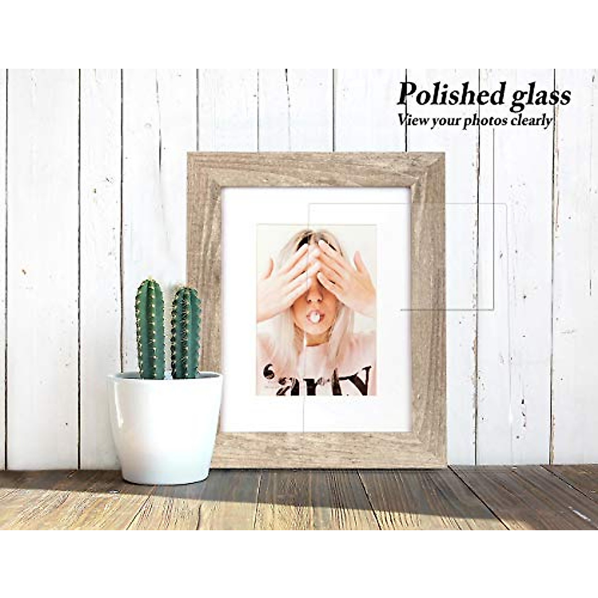 Scholartree Wide Molding 8x10 Picture Frames Display Picture 5x7 with Mat, HD Glass Inside Rustic Wooden Light Brown Photo Frame for Table Top and Wall Mount, 2 Sets