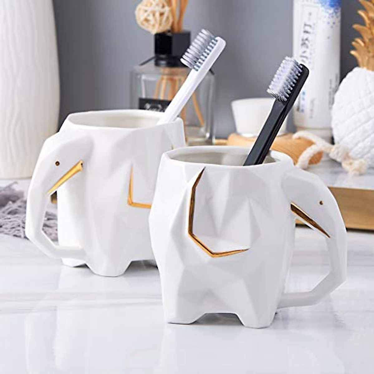 Agal Bathroom Accessory Set,Geometric Cute Elephant Soap Dispenser for Liquid Soap Or Lotion(Color : White soap Dispenser)