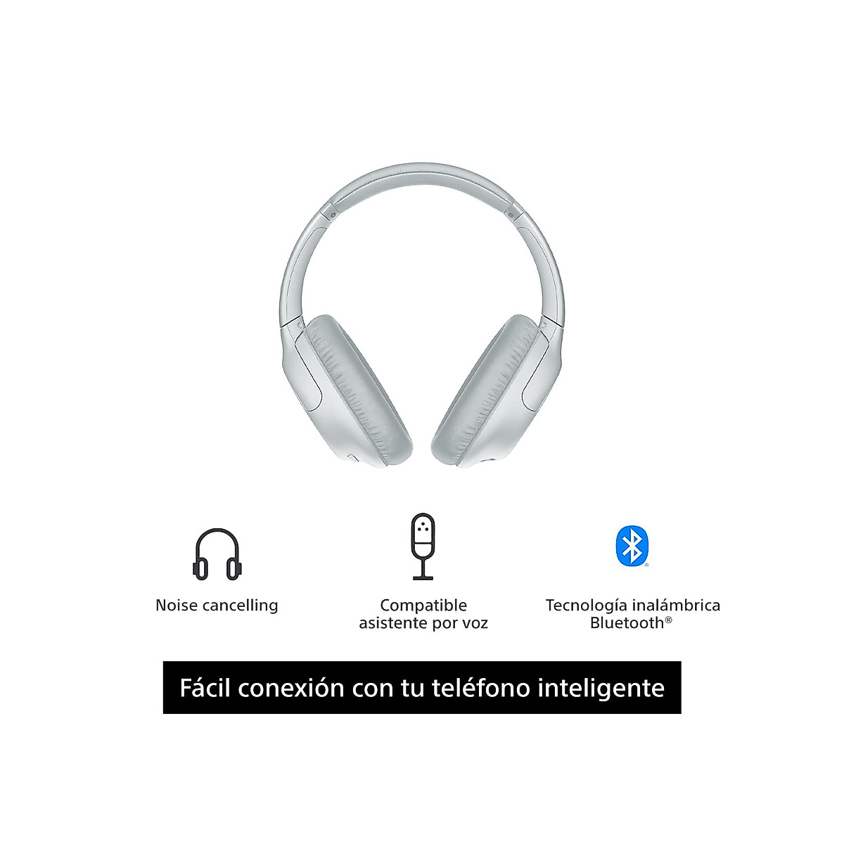 Sony WHCH710N Noise Cancelling Wireless Over-Ear Headphones - White