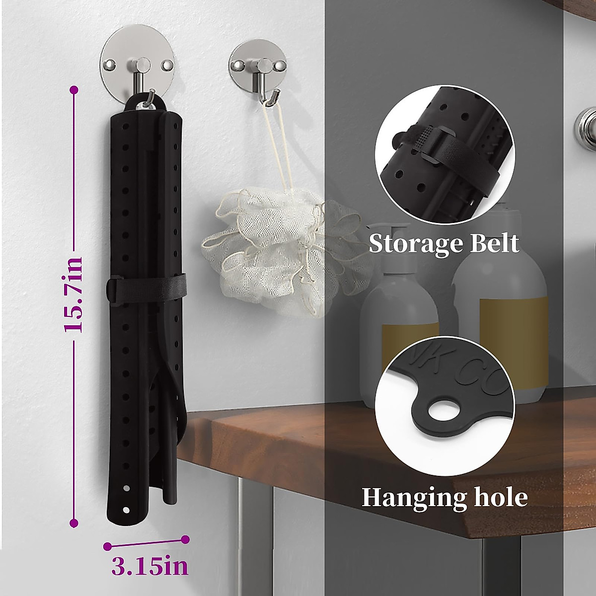 Bathroom Sink Cover for Counter Space Makeup, Foldable Silicone Sink Mat with Hanging Loop, 20.7" x 14.5" Black Heat Resistant Makeup Sink Cover Mat, Bathroom Sink Organizer Countertop for Space Saver