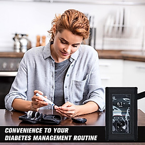 Kosiz 2 Pack Blood Glucose Meter Case with Lanyard Compatible with Dexcom G7 Glucose Monitor Pouch with Viewing Window for Diabetic Accessories Supplies (Black)