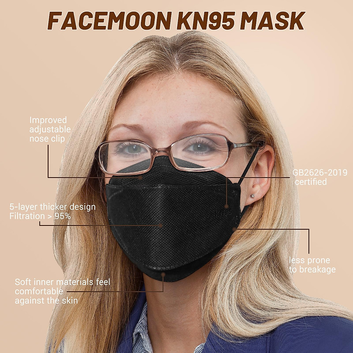 KN95 Face Mask Disposable Adults - 100 Pack 5 Layer Protection Adjustable KN95 Mask Breathable Comfortable Respirator Women Men KN95 Face Mask Individually Wrapped