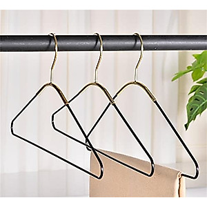 NMQQ Metal Hangers,Gold Black Bold Solid Suit Hangers,Home Clothing Store Display Clothes Hangers(2Pcs),Gold