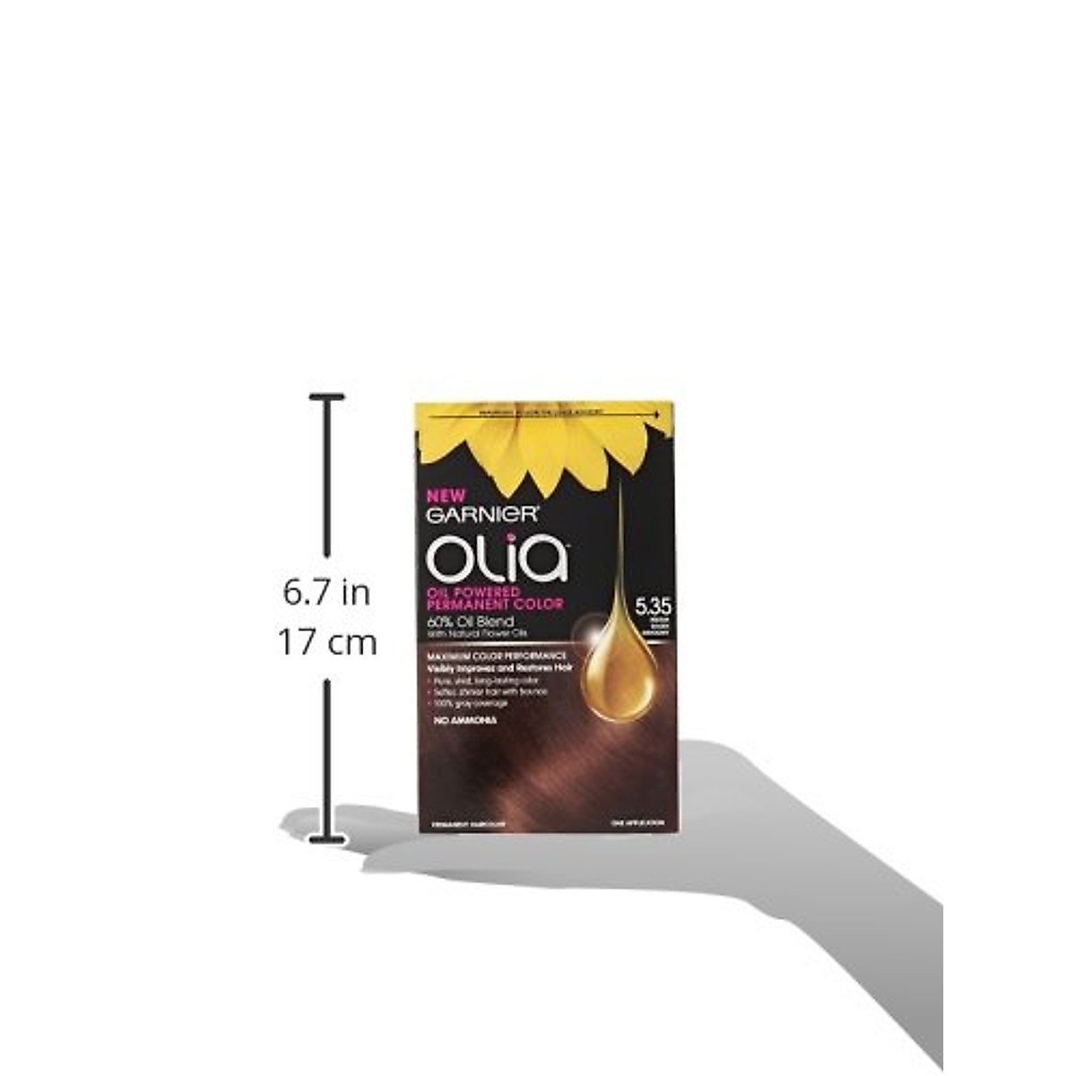 Garnier Olia Oil Powered Permanent Hair Color, 5.35 Medium Golden Mahogany