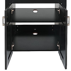 ARTETHYS 24 inch Bathroom Vanity Set - Combo MDF Sink Cabinet Vanity with Counter Top Glass Vessel Sink Vanity and 1.5 GPM Faucet (Single Vanity+Oval Golden Sink)