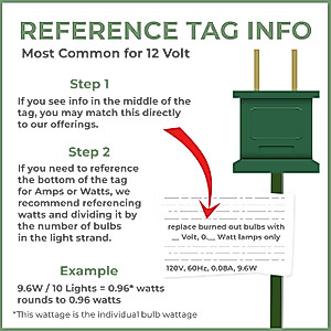 612 Vermont 12 Volt Mini Christmas Replacement Bulbs for Incandescent String Lights, Pinched Base, 20 Count, 0.96 Watt, 80 mA (Clear)