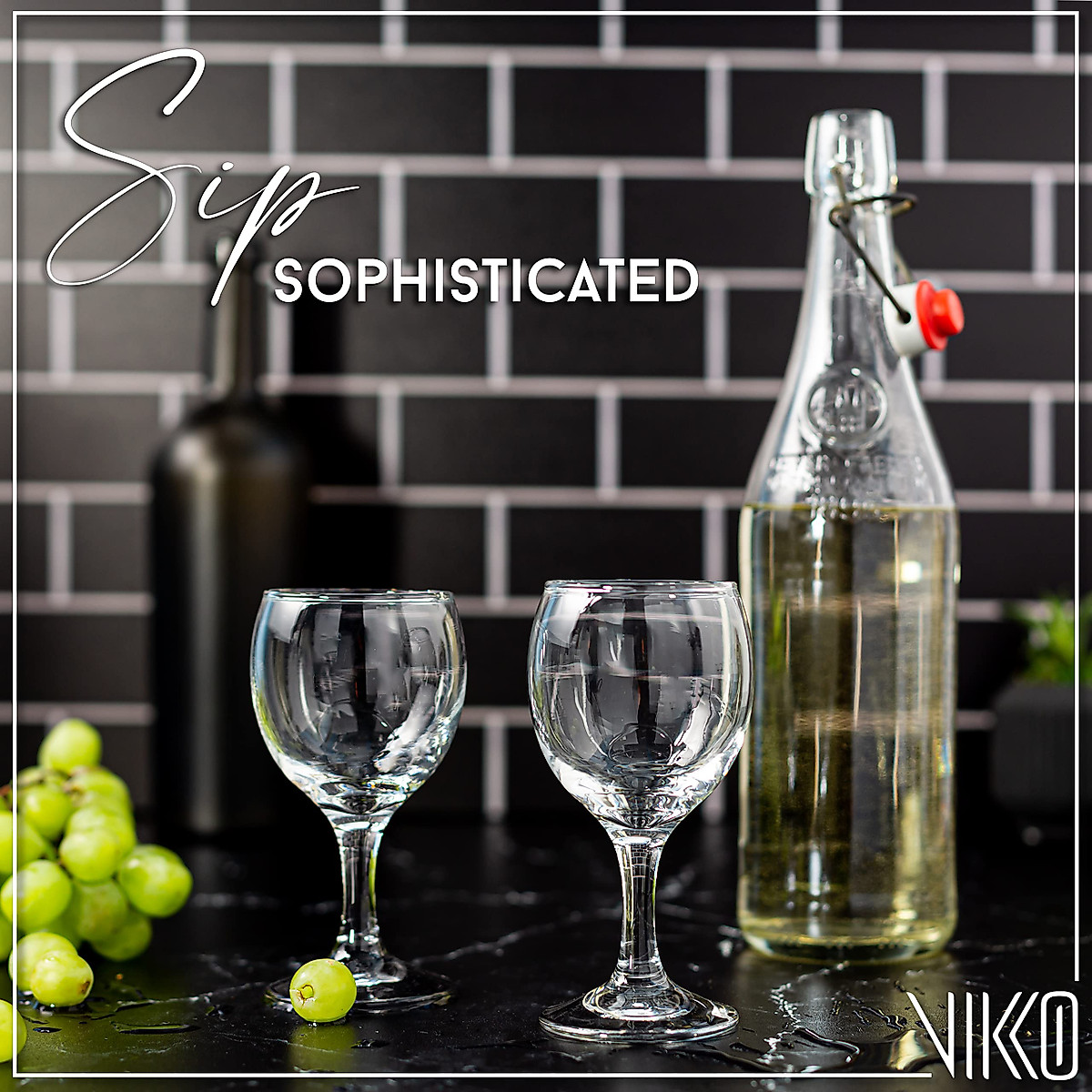 Vikko 5.5-Oz SMALL Wine Glasses, Beautiful Round Dessert Wine Glasses, Set of Wine Glasses, Durable Stemmed Wine Glasses, Dishwasher Safe Thick Wine Glasses, White Wine Glasses Set of 6