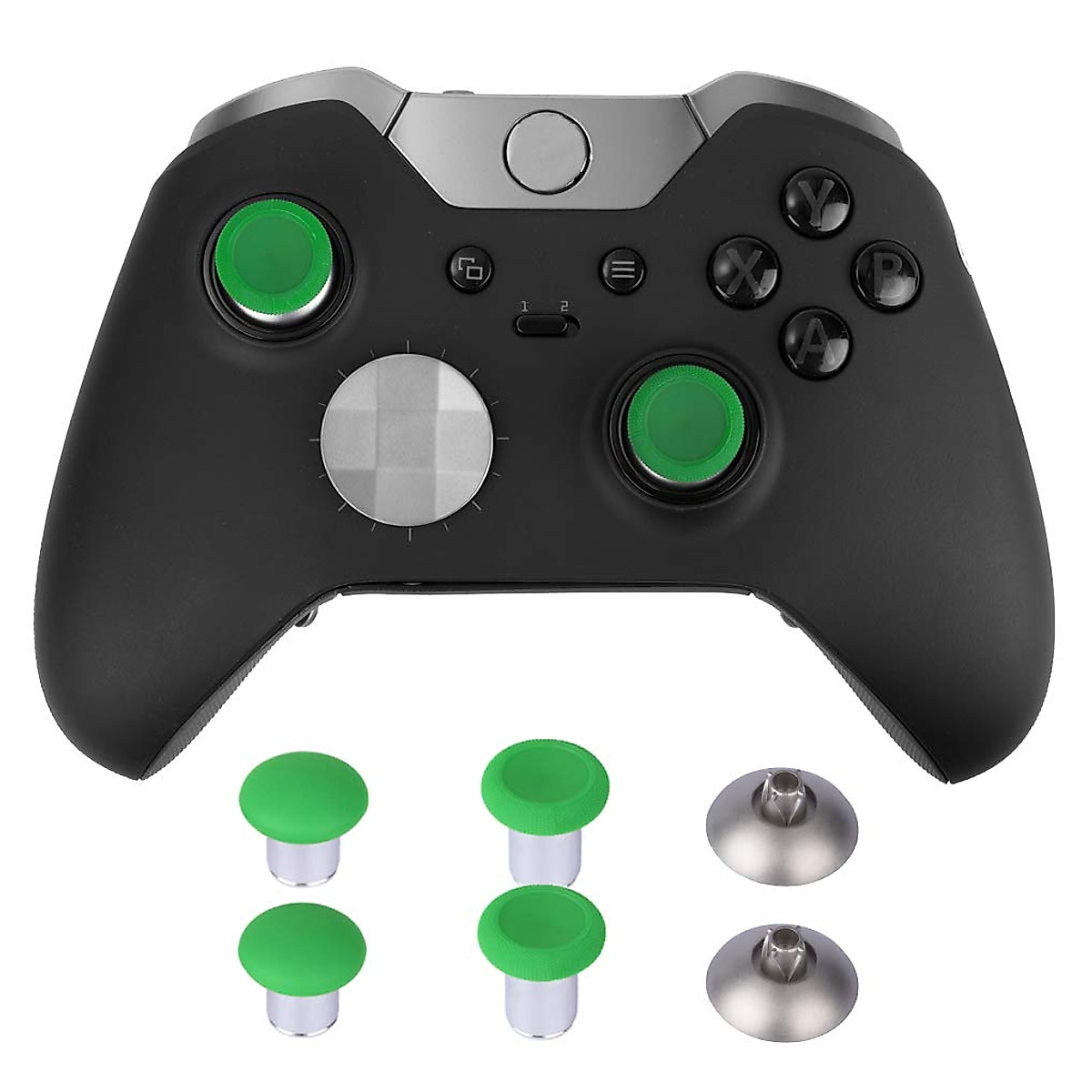 8 in 1 Metal Thumbsticks Joysticks Replacement, Swap Magnetic Analogue Stick Grips Buttons Parts with Repair Kit Accessories Compatible with Xbox one Elite Series 1/ PS4(Green)