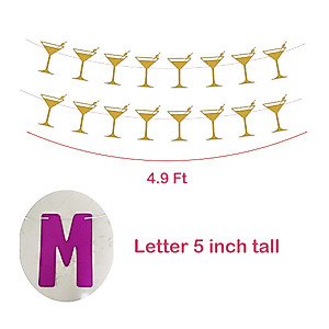 Adachffy Golden Martini Cup Banner Garland for Bachelorette Party Decorations, Bridal Shower, Martini Birthday Party,Cocktail Parties Decor