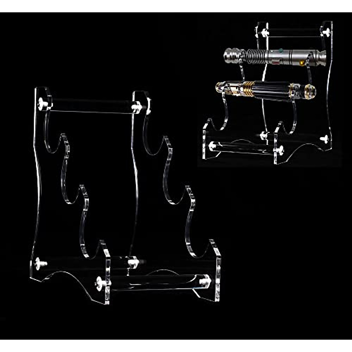 WANLIAN Lightsaber stand sword stand sword hook 3-layer acrylic desktop lightsaber display stand sword stand display stand sword stand holder (Transparent)