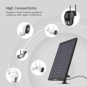 COOAU Solar Panel for Outdoor Security Camera, Waterproof Solar Panel with 10ft USB Cable Compatible with DC 5V Rechargeable Battery Camera, Continuous Power Supply for Security Camera (No Camera)