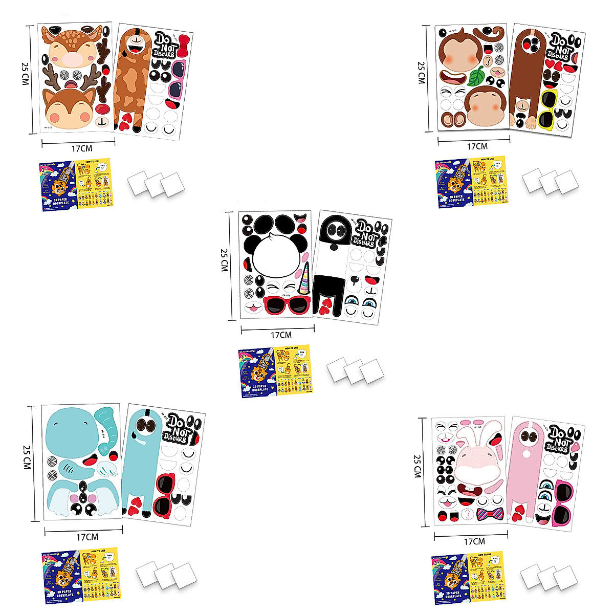 ED-Lumos 10Pcs DIY Door Hanger Signs Do Not Disturb 3D 5 Animals Design for Kids Children Bedroom Door Decoration Gifts