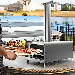 VEVOR Outdoor Pizza Oven 12", Wood Fired Ovens, Stainless Steel Portable Pizza Oven, Wood Pellet Burning Pizza Maker Ovens with Accessories for Outdoor Cooking (Rectangle)