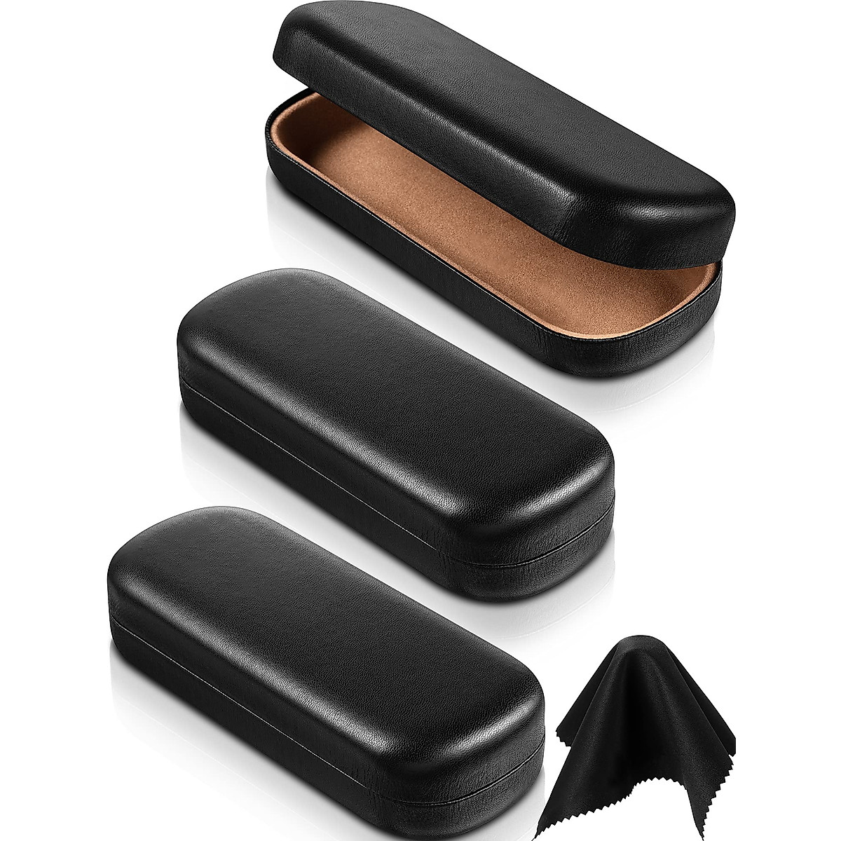 Frienda 3 Pieces Black Hard Shell Glasses Case Portable Hard Eyeglasses Case Pocket Size Sunglasses Case for Men Women Student