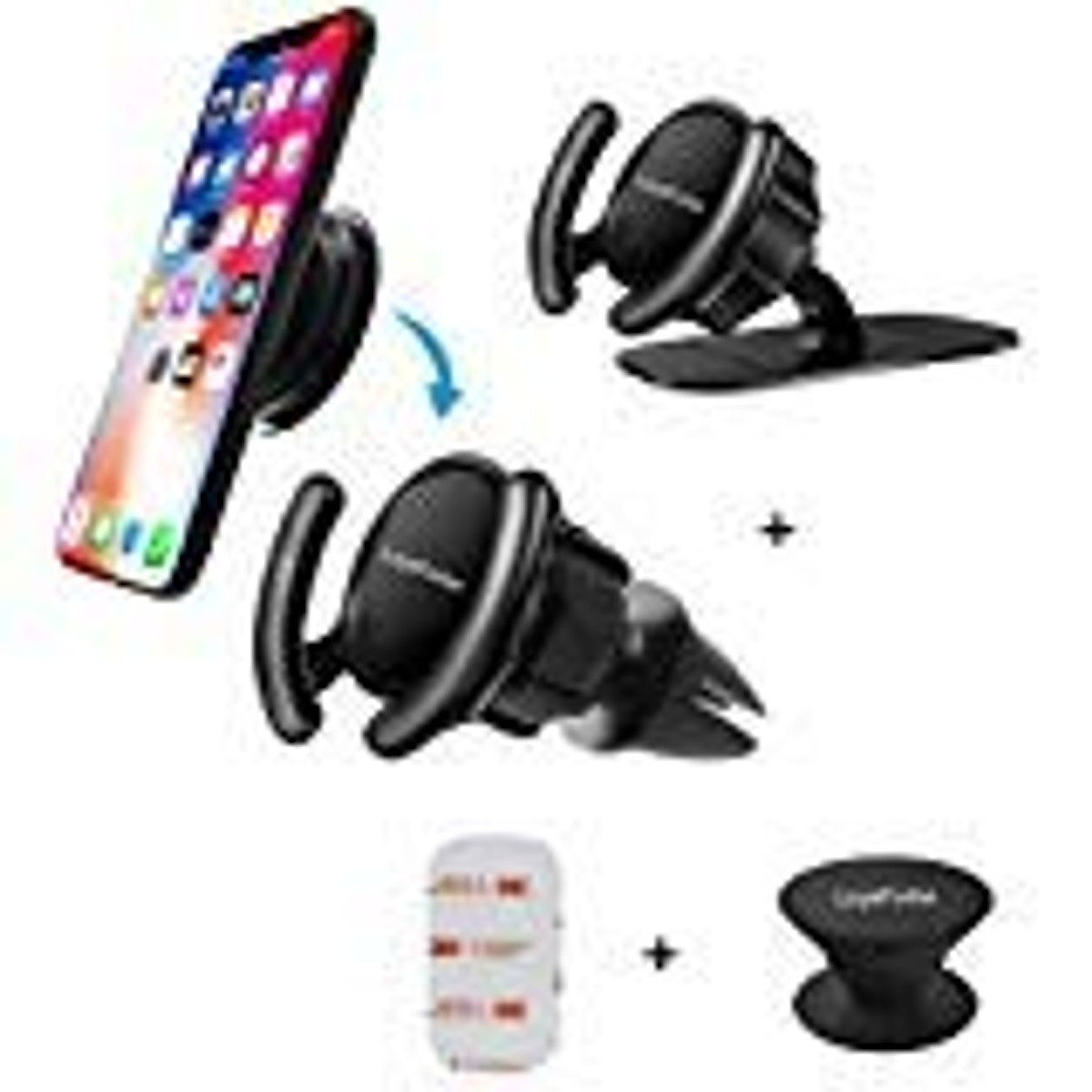 LoyaForba Clip Car Mount Compatible Car Users - LoyaForba 360° Rotation Air Vent Car Out Stand and Dashboard Sticker Holder for GPS Navigation Compatible with Phone MAX/X/8, Note 8/S9+