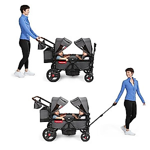 Radio Flyer Voya Stroller Wagon, 4 Seater Wagon Stroller for Kids with Low Sides, Baby Stroller Wagon, Quad Stroller