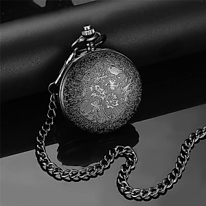 MJSCPHBJK Vintage Pocket Watch for Men Roman Numerals Scale Quartz Pocket Watches with Chain for Xmas Fathers Day Gift
