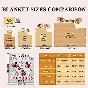 Ladybug Blanket Gifts for Women - Really Like Ladybugs Flannel Fleece Blanket- Red Ladybug Throw Blanket Super Soft Warm Cozy Bed Couch or Car Animal Lover Gifts to Kids Women 40"x30" for Pets