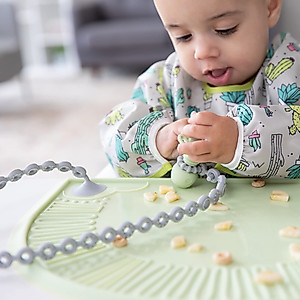 Bumkins Pacifier Clip Feeding Supplies for Baby Girl or Boy, Toy Straps for Sippy Cup, Teether, Stroller Accessories, Platinum Silicone Accessory Tether Leash, Safe for Teething Babies, Gray