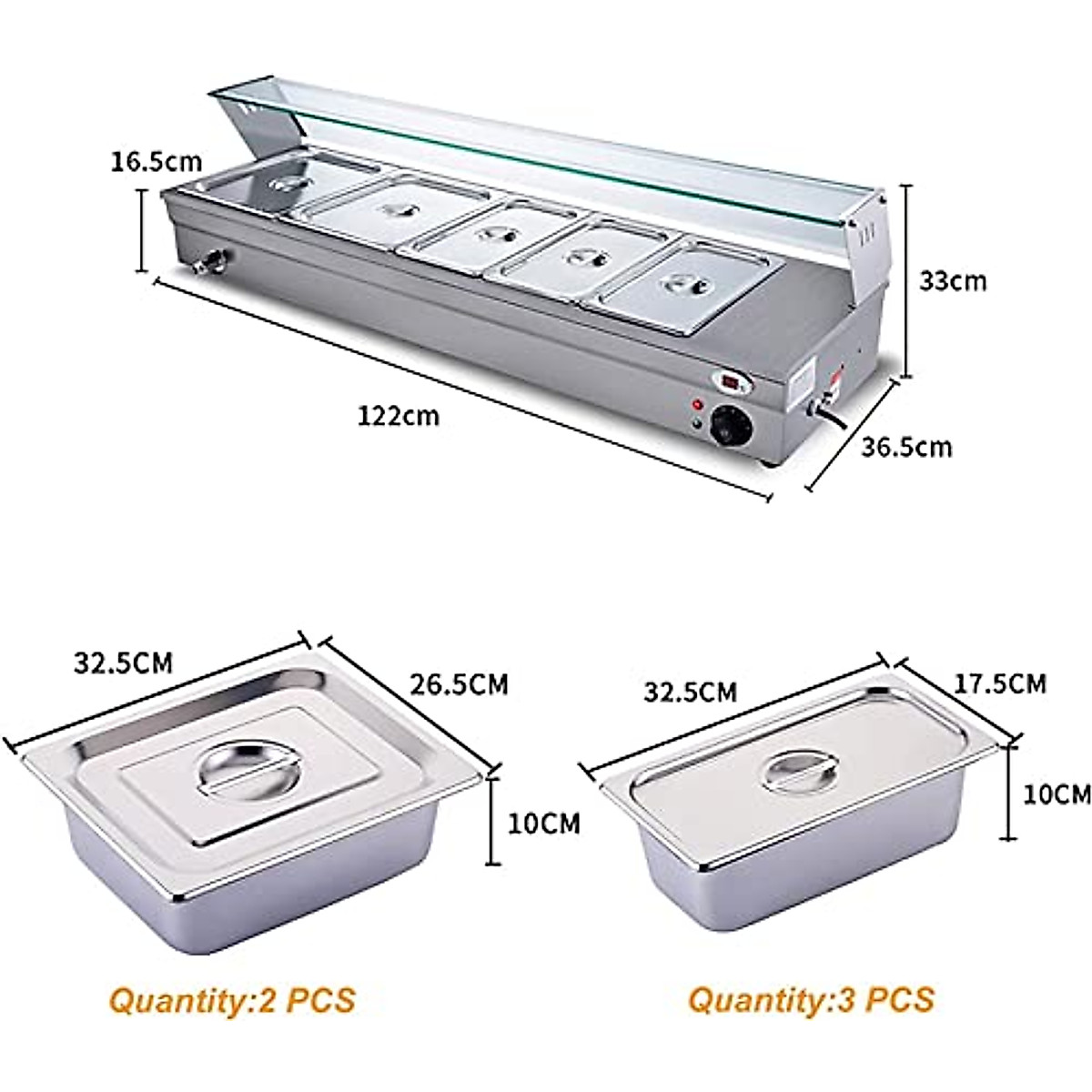 Commercial Food Warmer,2000W Electric Countertop Food Warmer,Stainless Steel Food Steam Table,Automatic Food Soup Heat Preservation Machine,Multifunction Warmer Machine for Restaur