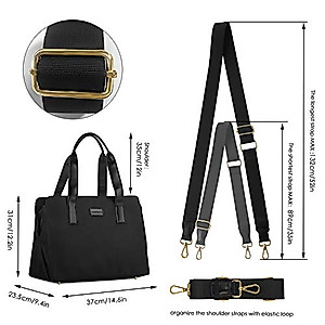 CHICECO Travel Yoga Gym Bag for Women, work tote bag,2 x Separate shoe bag,Wet Dry Storage Pockets,Carryall Sports Duffle Bag, Black(Yoga Mat Not Included)