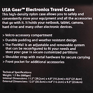 USA Gear Label Maker Carrying Case_Compatible with Brother P-Touch PTD600 - Pocket Zippers and Customizable Interior Dividers - Accessory Pocket Holds Cables Printing Tape Refill and More Accessories