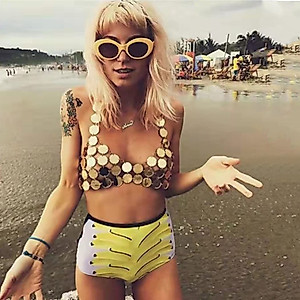 CanB Rhinestone Sexy Bra Chian Sparkly Crystal Tassel Underwear Body Chains Summer Halter Backless Beach Bikini Nightclub Hallowen Chain Body Accessories Jewwlry for Women and Girls (A)