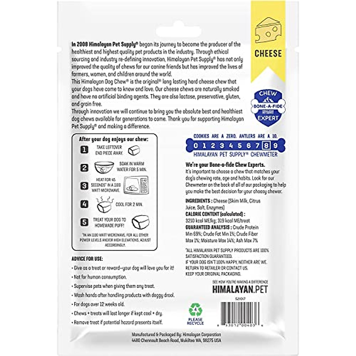 Himalayan Dog Chew Original Yak Cheese Dog Chews, 100% Natural, Long Lasting, Gluten Free, Healthy & Safe Dog Treats, Lactose & Grain Free, Protein Rich, Mixed Sizes, Dogs 65 Lbs & Smaller