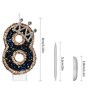 Saododku Birthday Candles for Cake, 0123456789 Number Candles for Birthday Cakes with Sparklers, 3.15" Large Cake Candles for Baby Girl/Boy Birthday, or Wedding Party Decorations (8#)