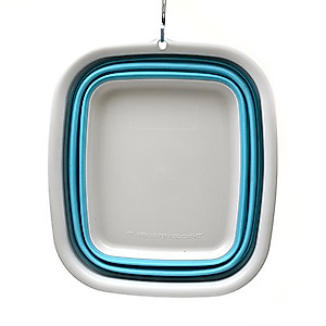 SAMMART Set of 2 Collapsible Tub - 9.45L (2.49 Gallon) - Foldable Dish Tub - Portable Washing Basin - Space Saving Plastic Washtub (2, Bright Blue)