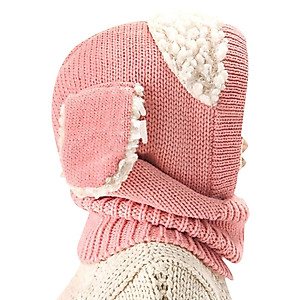 Bienvenu Toddler Hat Scarf Earflap Hoodie, Pink, One Size
