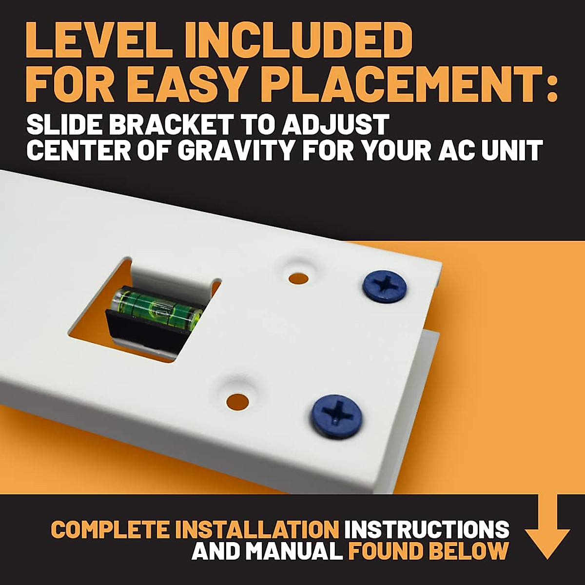 Quick Parts Delivery AC160 Window AC Support Bracket , Strong English Screws-Adjustable Support Extender & Level Indicator, Easy Installation- Air Conditioner Window Bracket Mount Holds 160lbs (Large)