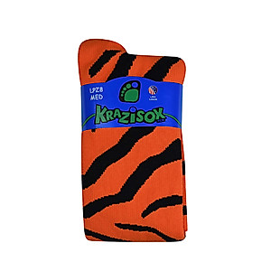 TCK Sports Krazisox Zebra Stripe Socks (Orange/Black, Medium)