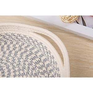 2 pack Small Storage Baskets, Desk Basket for Jewellery&Keys, Cute Rope Baskets, Small Basket Home Storage, Small Table Basket, Organizers and Storage, Small Woven Basket,(Camel & White - Hemp Rope)