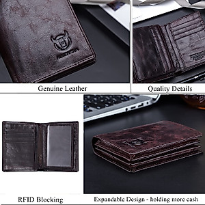 BULLCAPTAIN Large Capacity Genuine Leather Bifold Wallet/Credit Card Holder for Men with 15 Card Slots QB-027 (Purple)