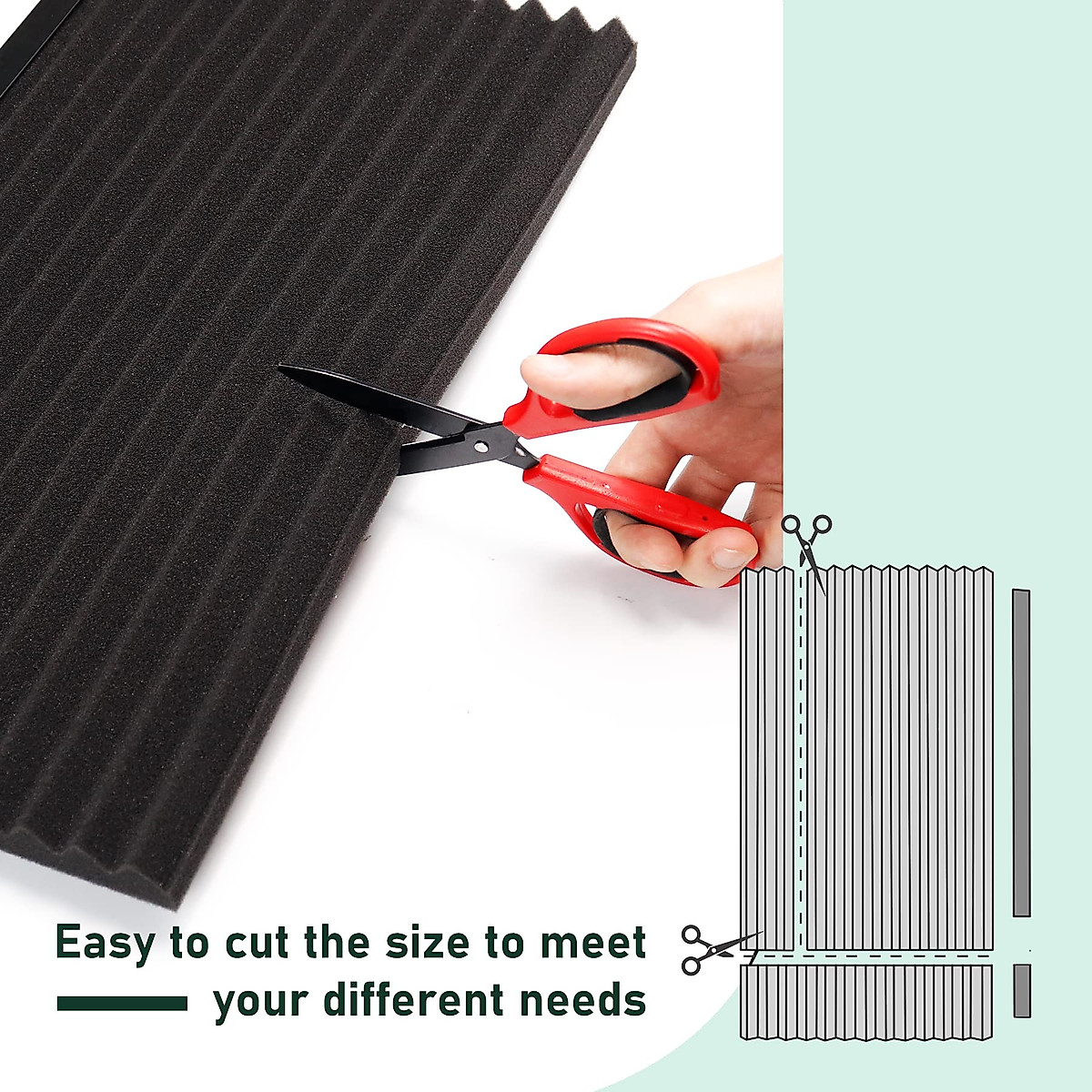 Flehomo Window Air Conditioner Insulation Foam Panels, AC Side Panels Kit, 17in H x 9in W x 7/8in T, Pack of 2, Black