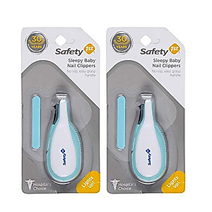 Safety 1st Sleepy Baby Nail Clipper With Built-in LED Light 2 Pack, Colors May Vary