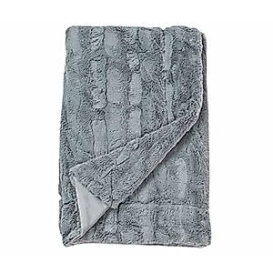 Swift Home® Embossed Faux Fur Throw Blanket & Bedspread - Luxurious Over-Sized Faux Fur Bed Throw Blanket - Full/Queen, 86" x 86", Grey