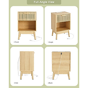 Aobafuir Wood Nightstand, Night Stand for Bedroom, Bedside Table with Drawers, Farmhouse End Table with Storage for Living Room (Retro)