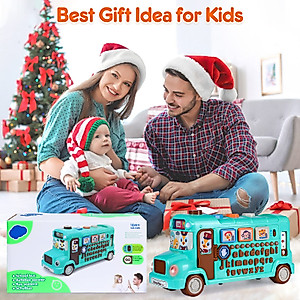 Baby Music Toy 12-18 Months Toddler School Bus Learning Toys for 1 Year Old Boys Girls Learn Alphabet, Number and Vocabulary Educational Light-Up Musical Toy Xmas Birthday Gift Toy for 1 2 3 Year Old