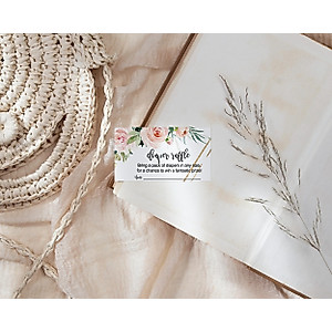 Graceful Floral Diaper Raffle Tickets, Rustic Baby Shower Games for Prizes, Girls Baby Shower Diaper Raffle Invitation Insert Cards Pink and Gold, 50 Pack