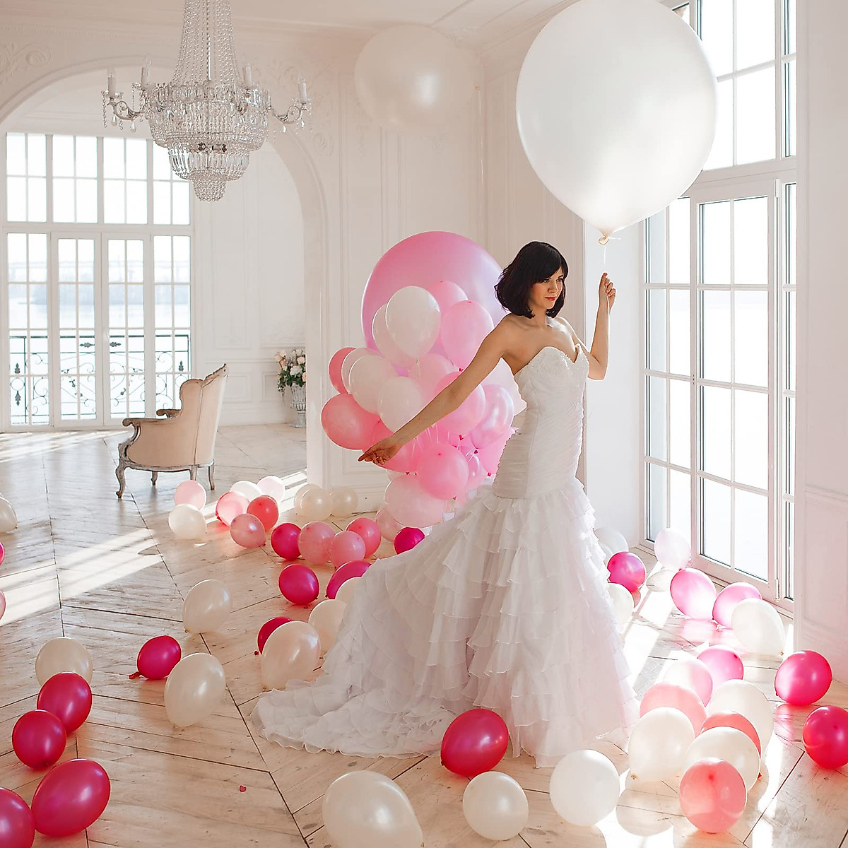 600 Pcs Pink Balloons Different Sizes Latex Balloons 18/10/ 5 Inch Gradient Pink and White Balloons DIY Balloon Arch Garland Kit for Wedding Bridal Shower Engagement Party