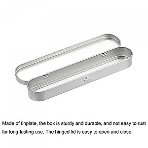 uxcell Metal Tin Box, 2pcs 6.89" x 1.5" x 0.79" Empty Tinplate Containers with Hinged Lids, Silver Tone, for Home Organizer, Candles, Gifts, Car Keys, Crafts Storage