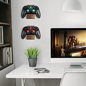 BEARUT Wall Mounted Game Controller Holder Headset Stand Universal Gaming PC Accessories Rack Headphone Stand for Xbox Series PS5 PS4 by Wood Adhesive Fixation or Screws Install 2 Pack