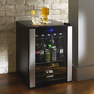 Wine Enthusiast Evolution Series Stainless Steel Wine & Beverage Center – Compact, Adjustable Temperature, Freestanding Mini Fridge