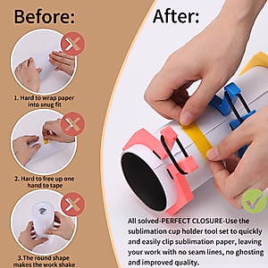 3-Size Tumbler Clamp for Sublimation,Cup Cradle for Crafting Tumblers,Sublimation Cup Holder Clamp for 20oz 30oz Cups,Mug Clamps for Sublimation,Tumbler Wrapper