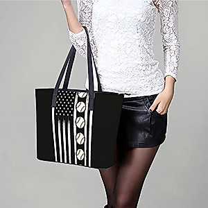 Womens Handbag Baseball Leather Tote Bag Top Handle Satchel Bags For Lady