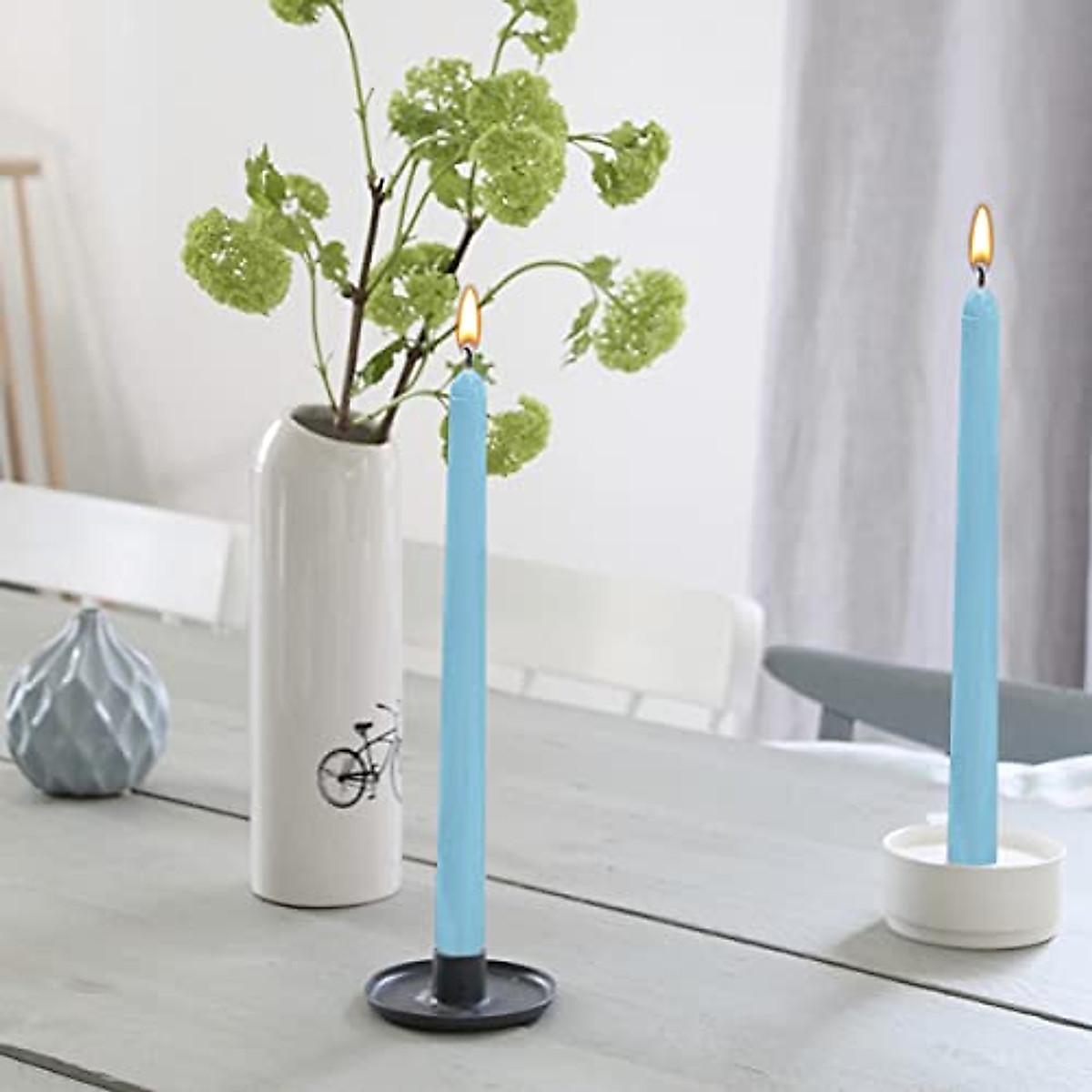 Myido Set of 12 10 inch Taper Candles - Halloween Taper Candles are Odor Free - Tall Candles Burn Long and are Perfect for Black Halloween Decorations or Dinner Candles(Blue)