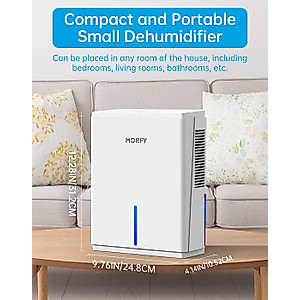 MORFY Dehumidifier, 74OZ Small Dehumidifier for Bedroom Bathroom RV with Auto Shut Off, Portable Quiet Dehumidifiers for Home Room Closet Laundry Room